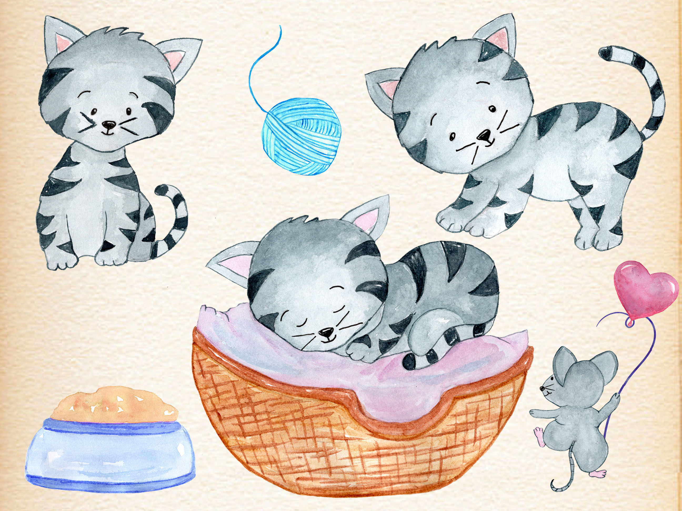 Watercolor Cats clipart