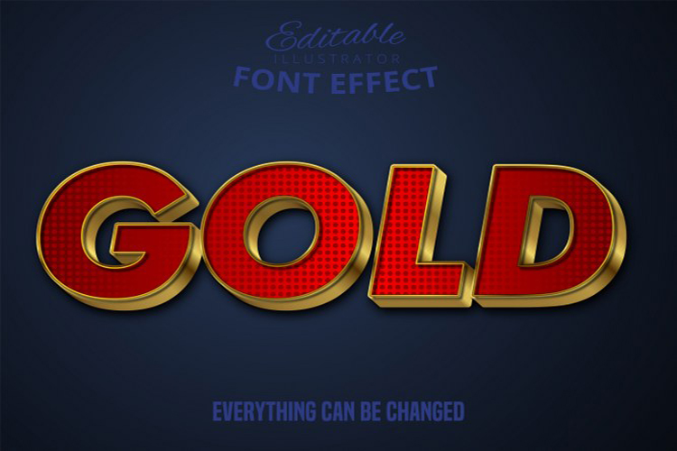 20 Golden illustrator editable text effects bundle
