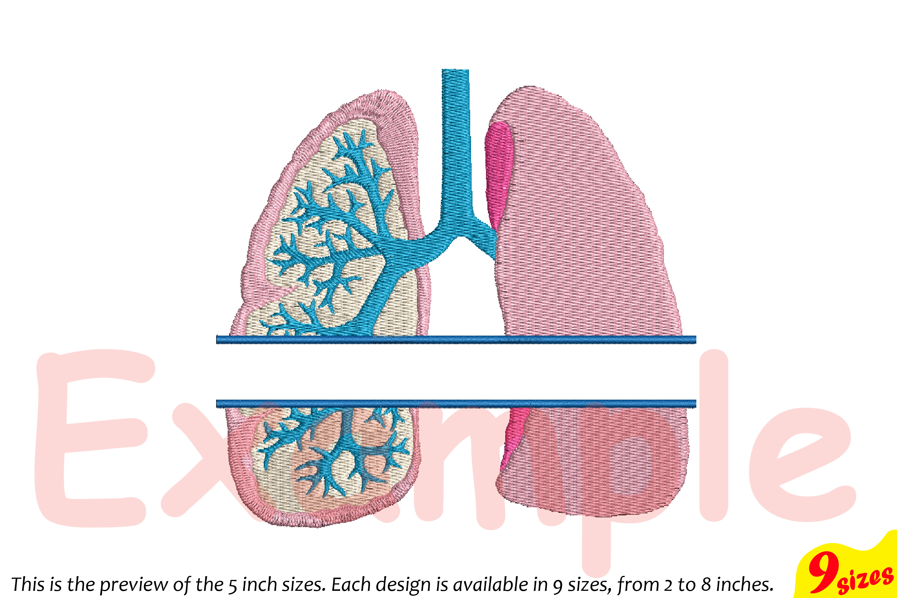 Lungs Split & Circle Embroidery Design Machine Commercial Use digital ...