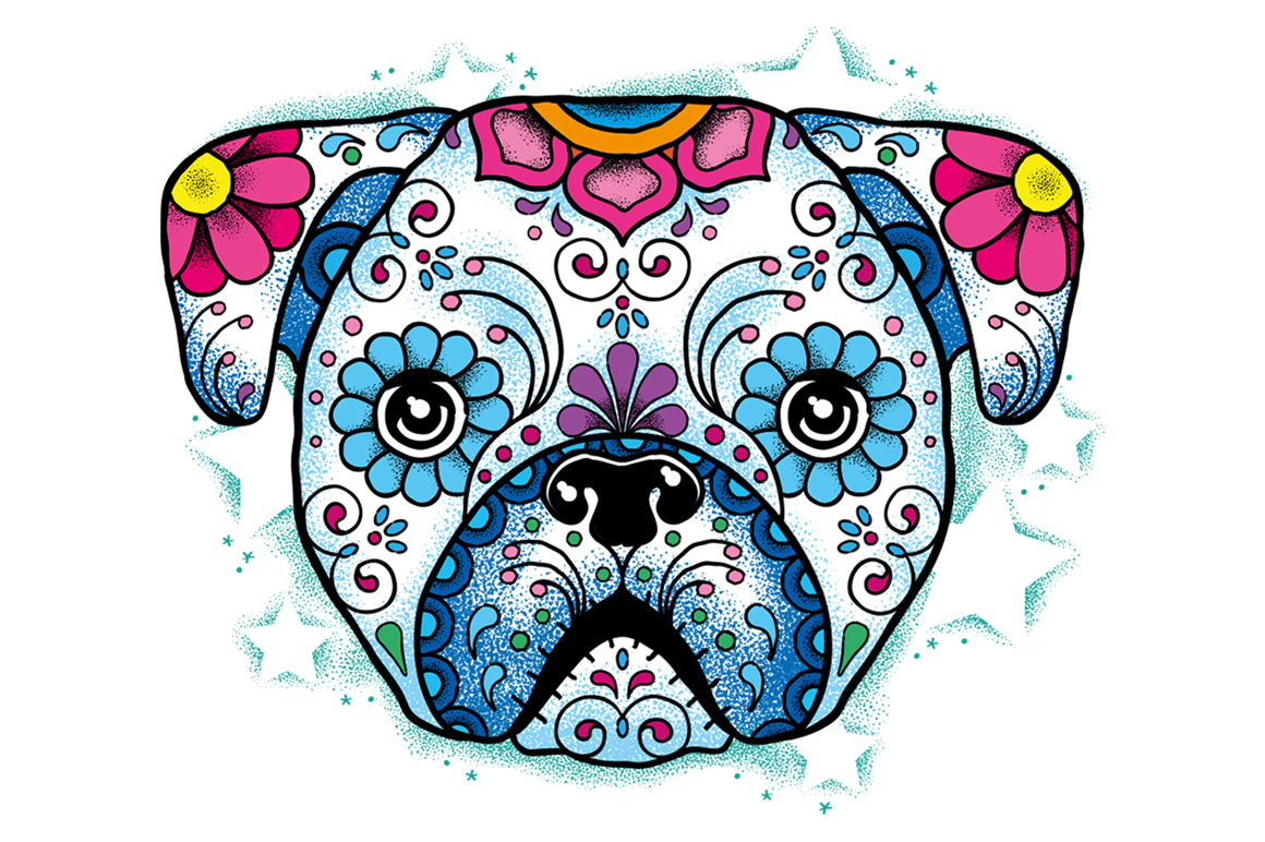 Puppy Calavera Tattoo Style Vector (123699) | Illustrations | Design ...