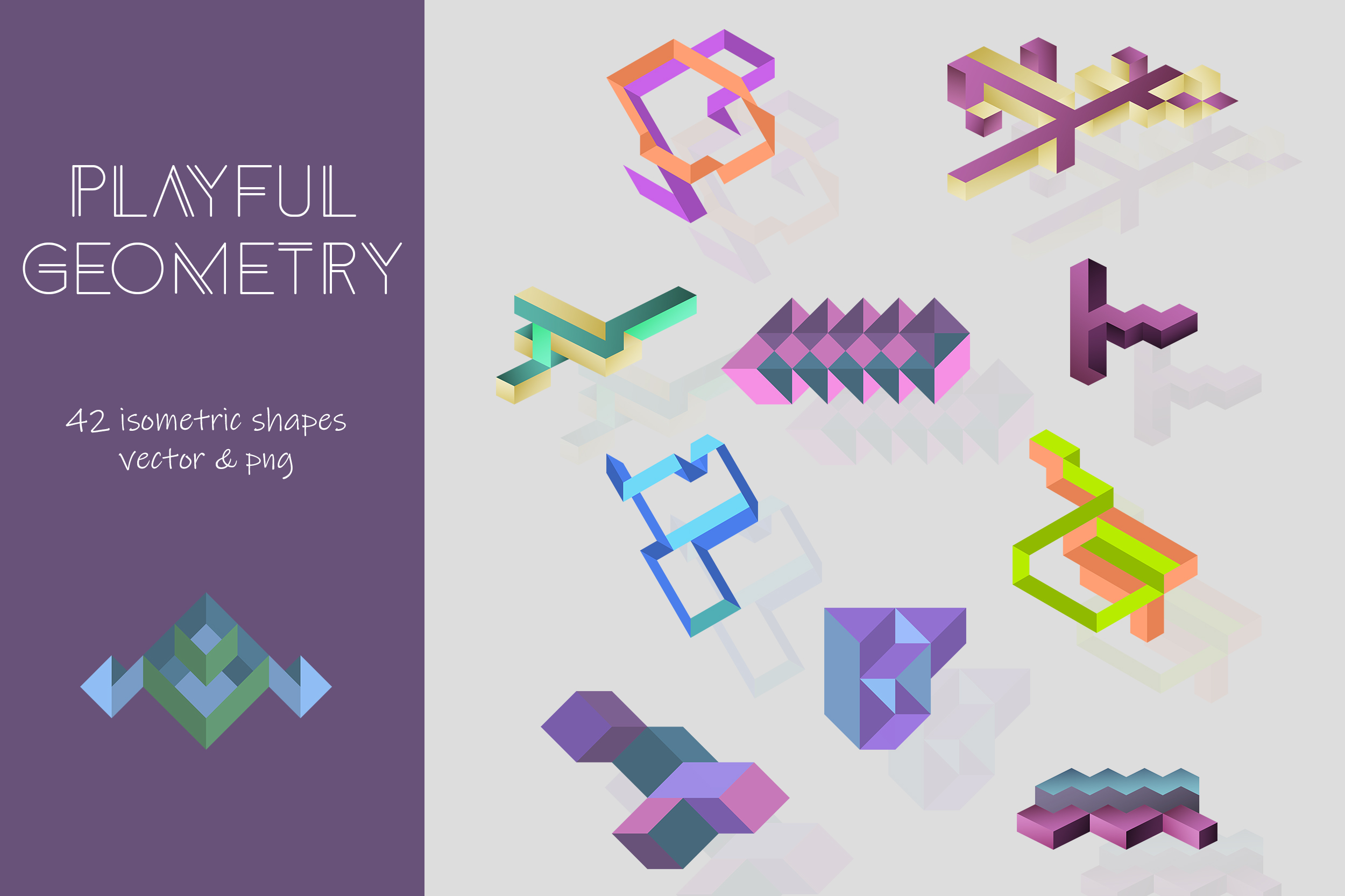 Playful Geometry. 42 vector isometric shapes (161142) | Illustrations ...