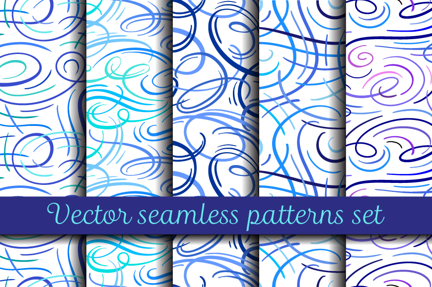 Vector abstract curves patterns set (25062) | Textures | Design Bundles