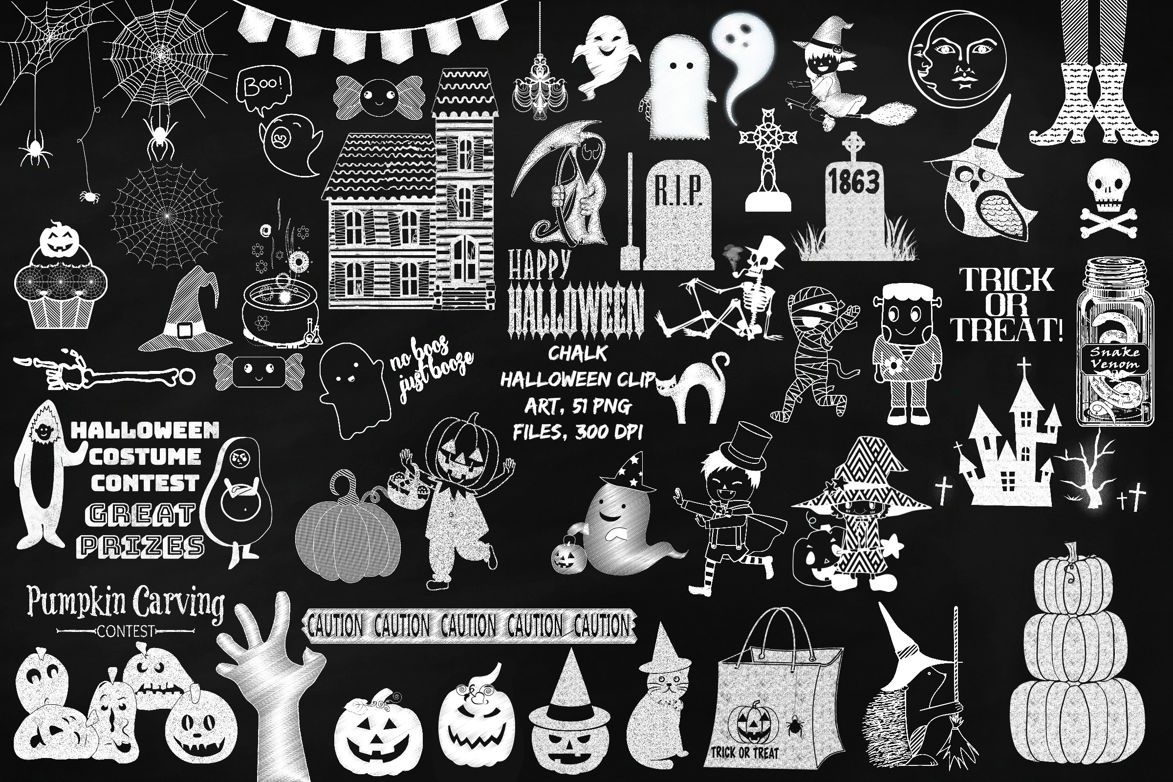 Chalk Halloween Clip Art