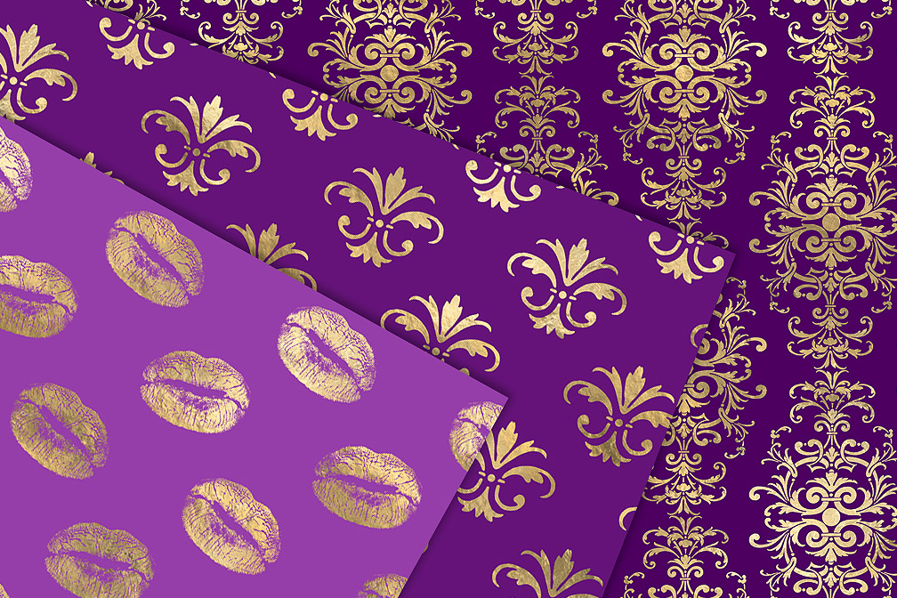 Purple and Gold Digital Paper