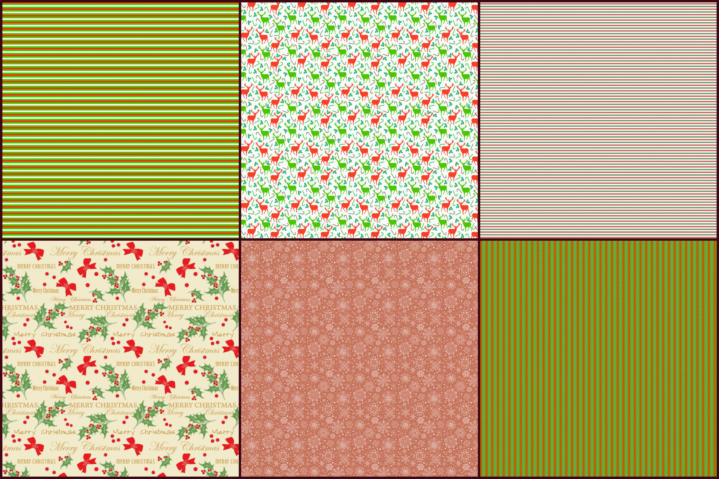 Traditional Christmas Pattern Papers Digital Paper Pack