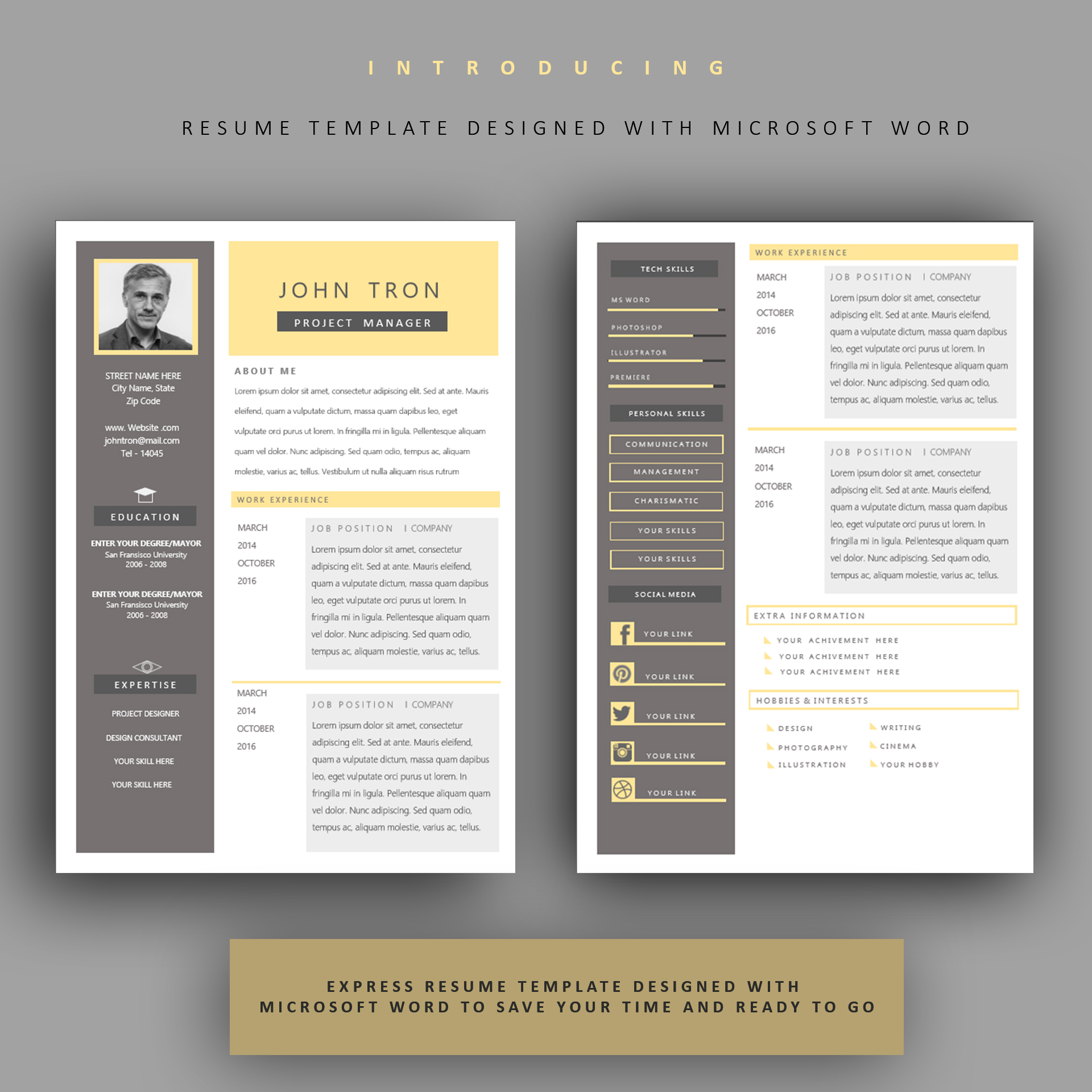 Express Resume Template With MS WORD
