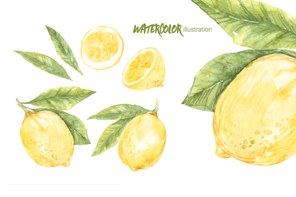 Lemons. Watercolour and graphic collection