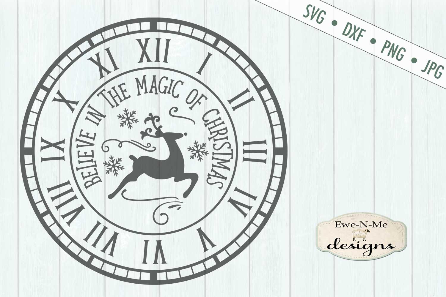 Clock Face SVG - Christmas Clock - Reindeer - SVG DXF Files