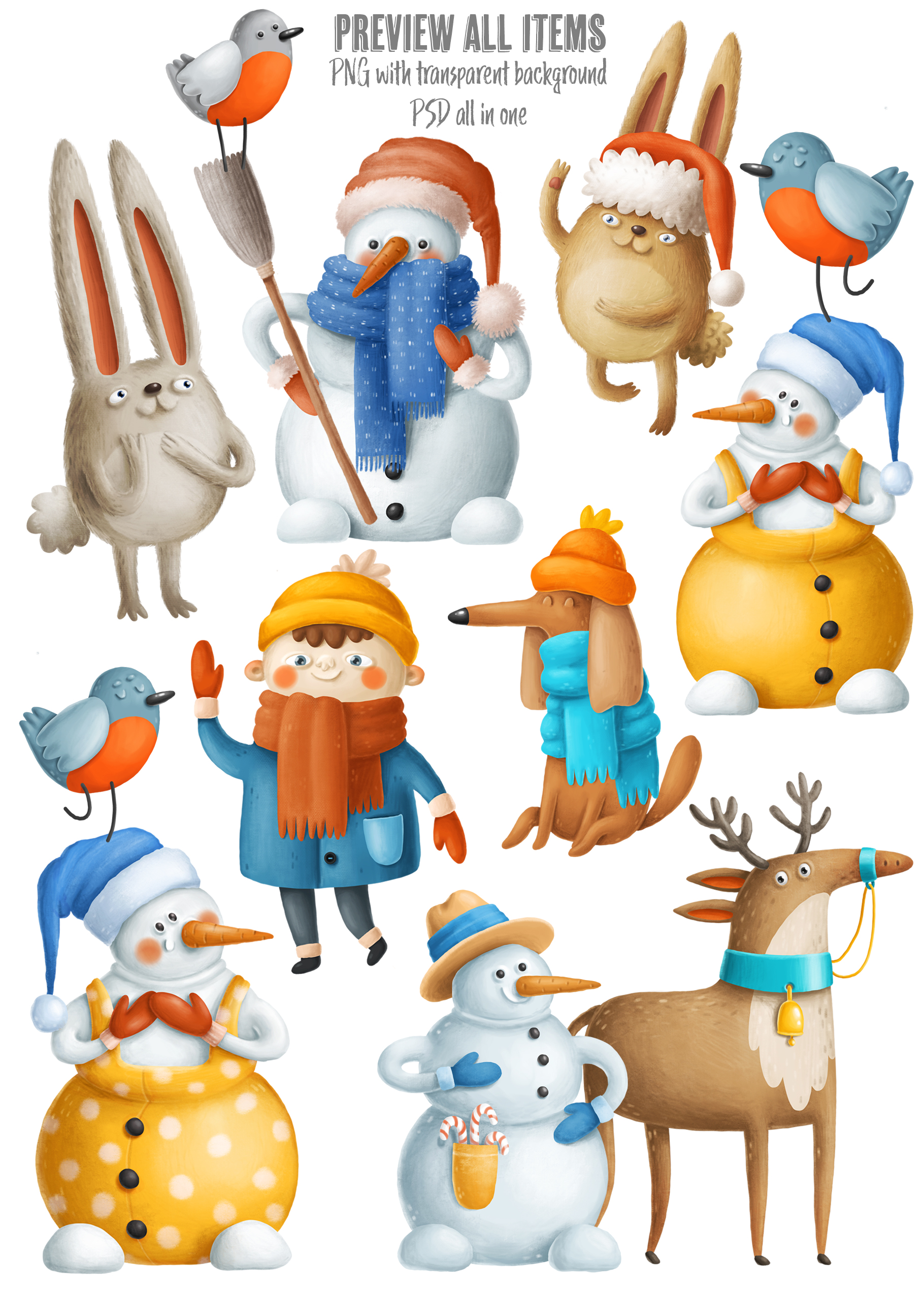 Collection of winter characters