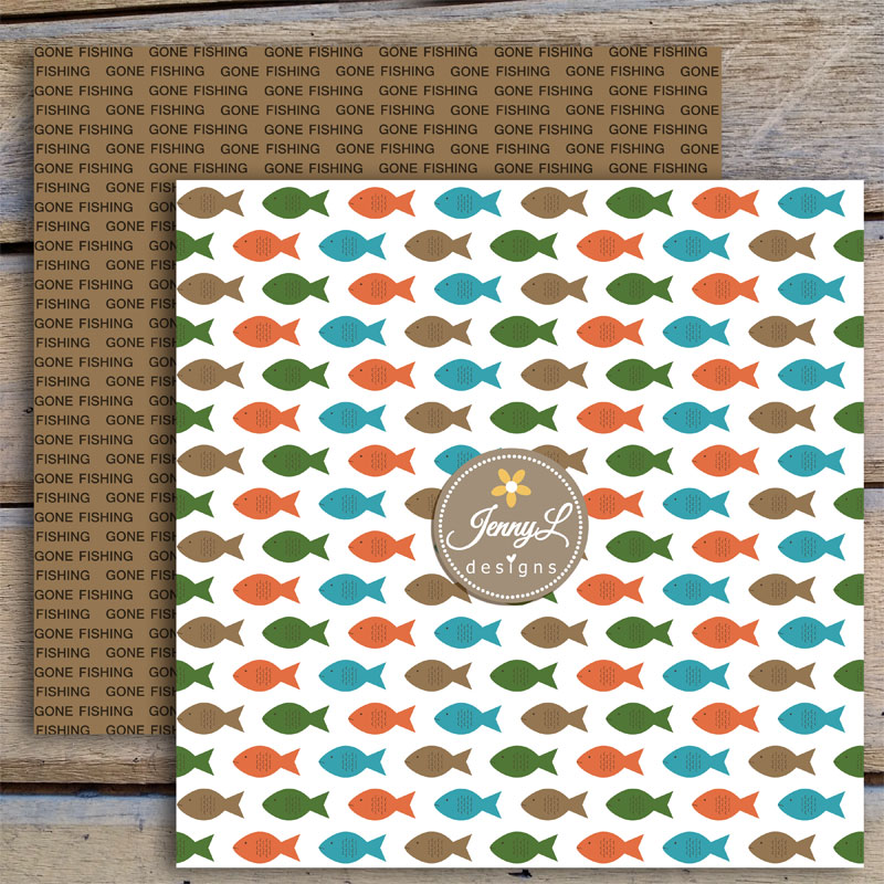 Fishing Digital Papers and clipart SET (81956) | Backgrounds | Design ...