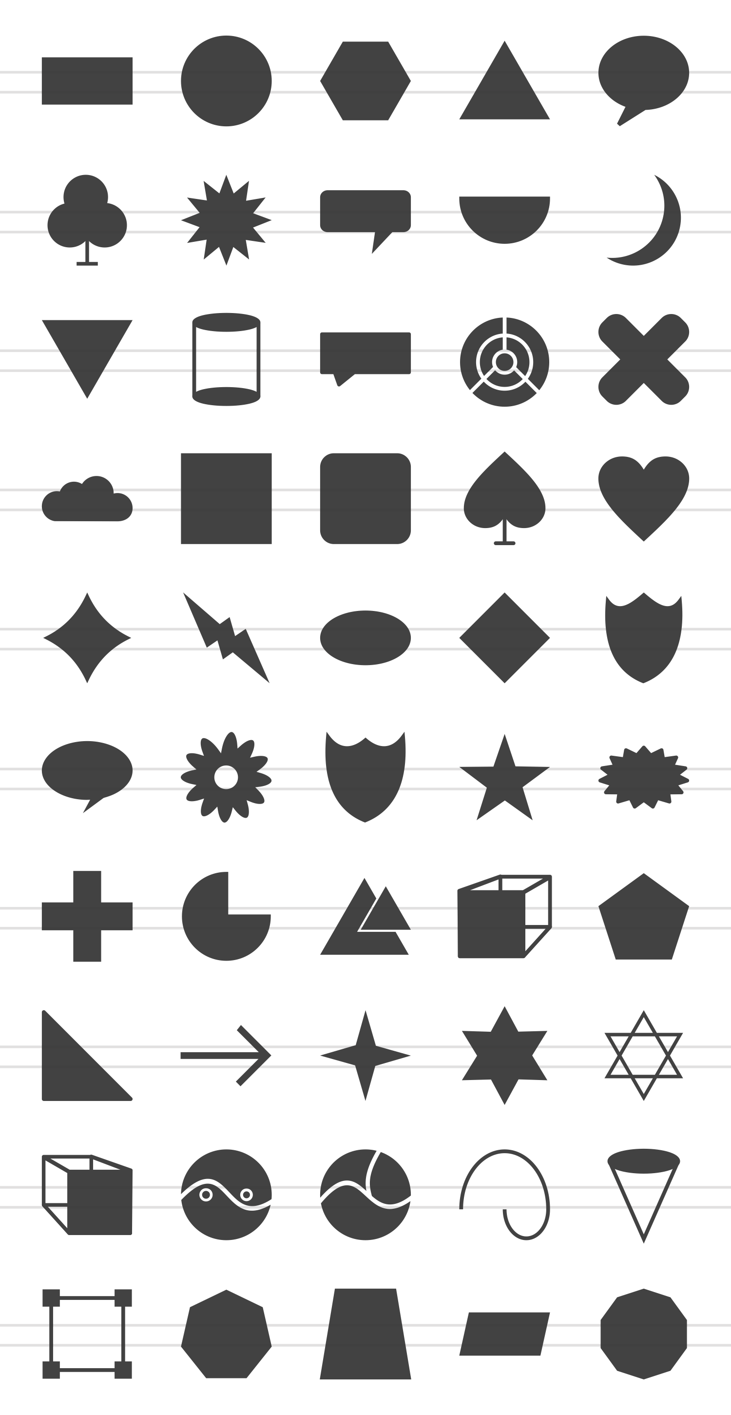 50 Shapes & Geometry Glyph Icons