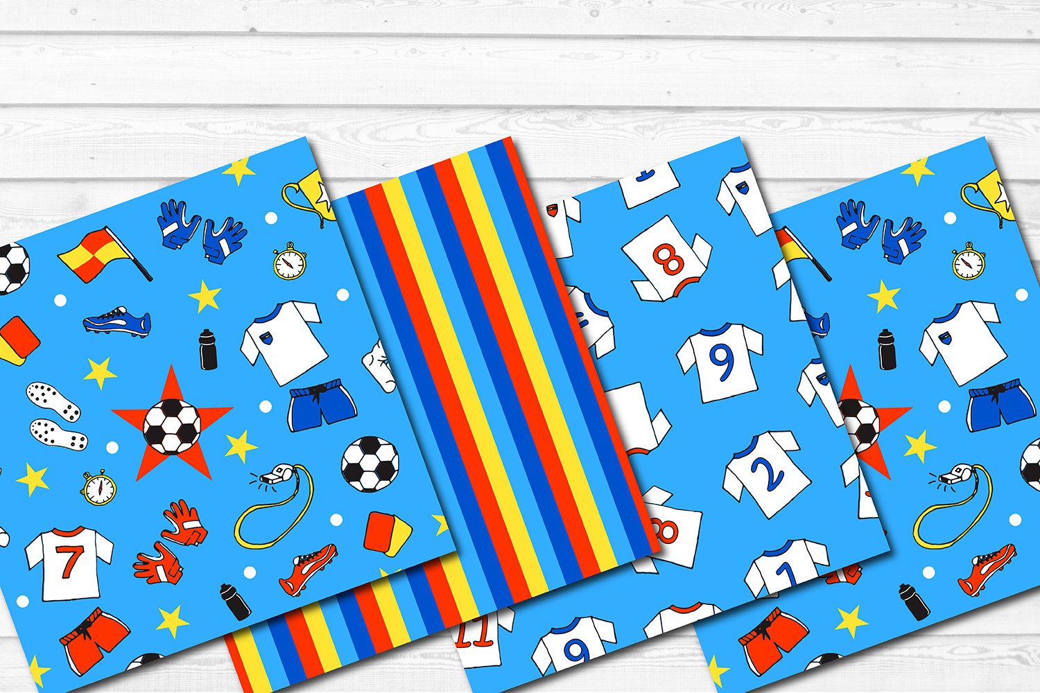 Soccer Football Hand Illustrated Seamless Repeat Patterns (191185 ...