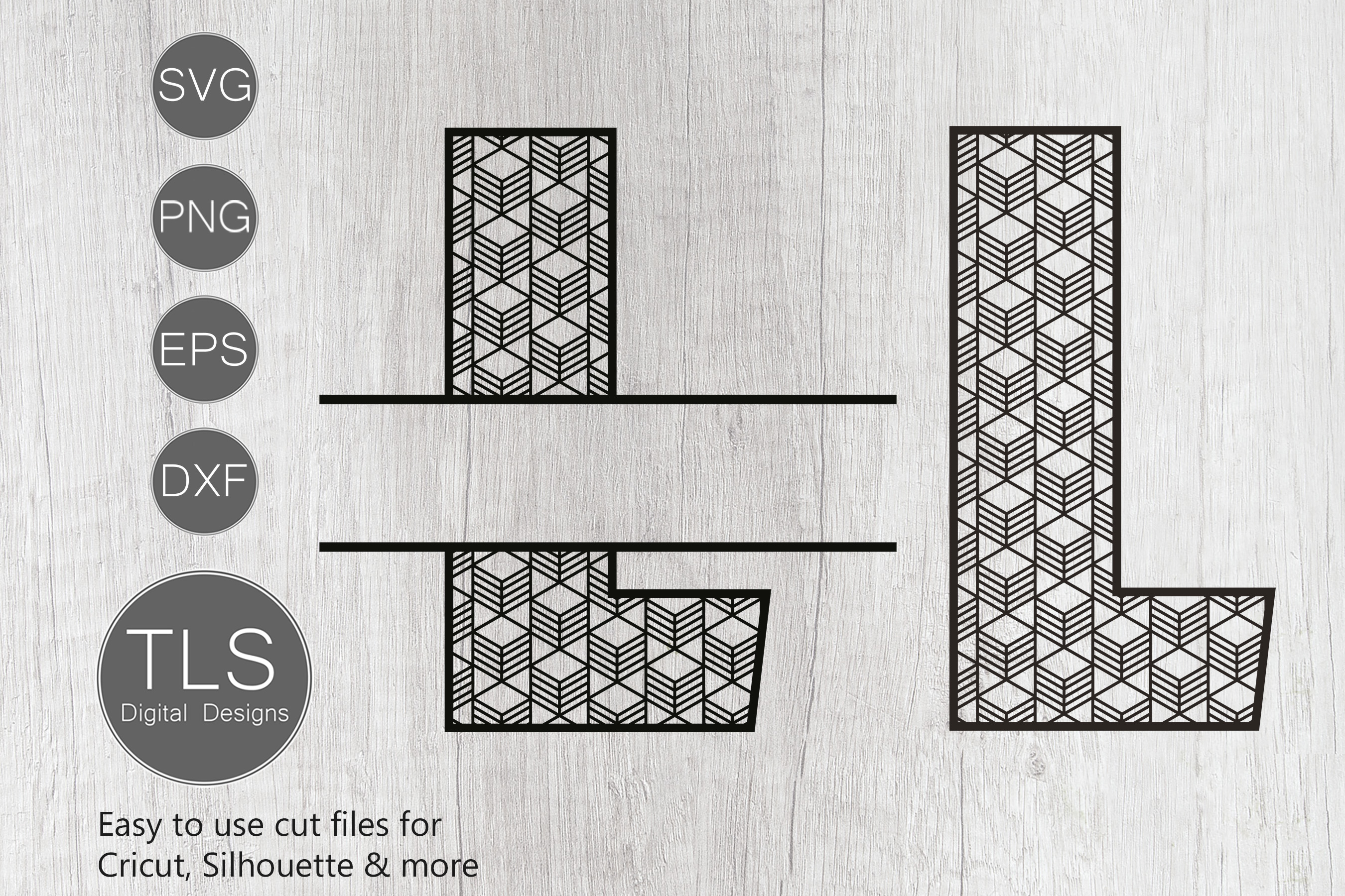 Split Monogram Letter L SVG, Geometric Letter L SVG