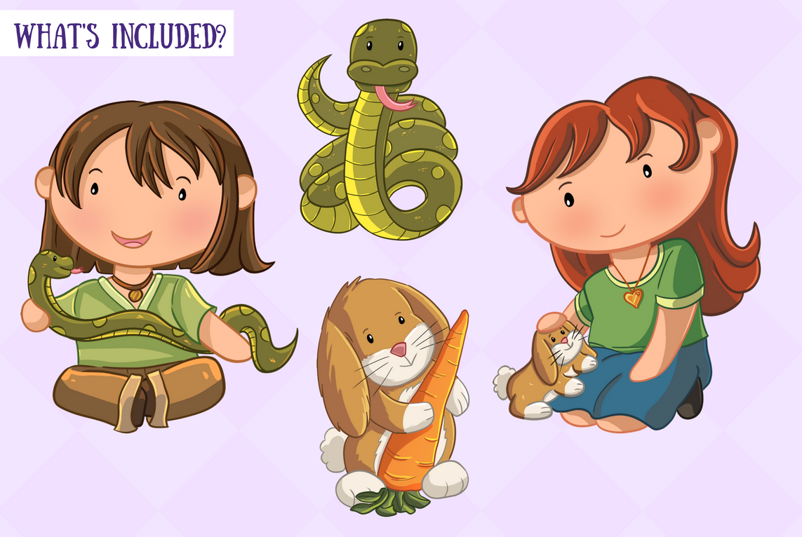 Kids With Pets Clip Art Collection