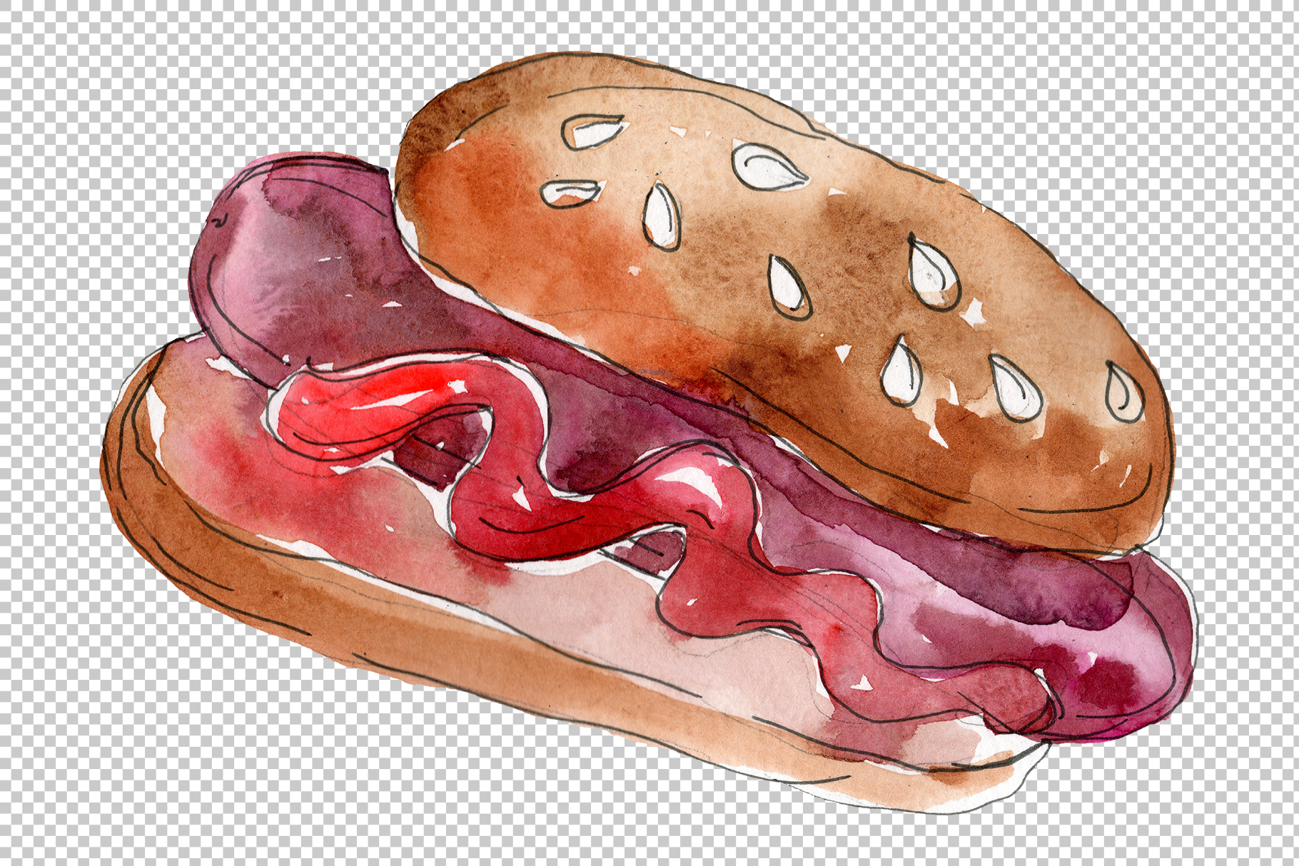 Watercolor Hot-Dog PNG