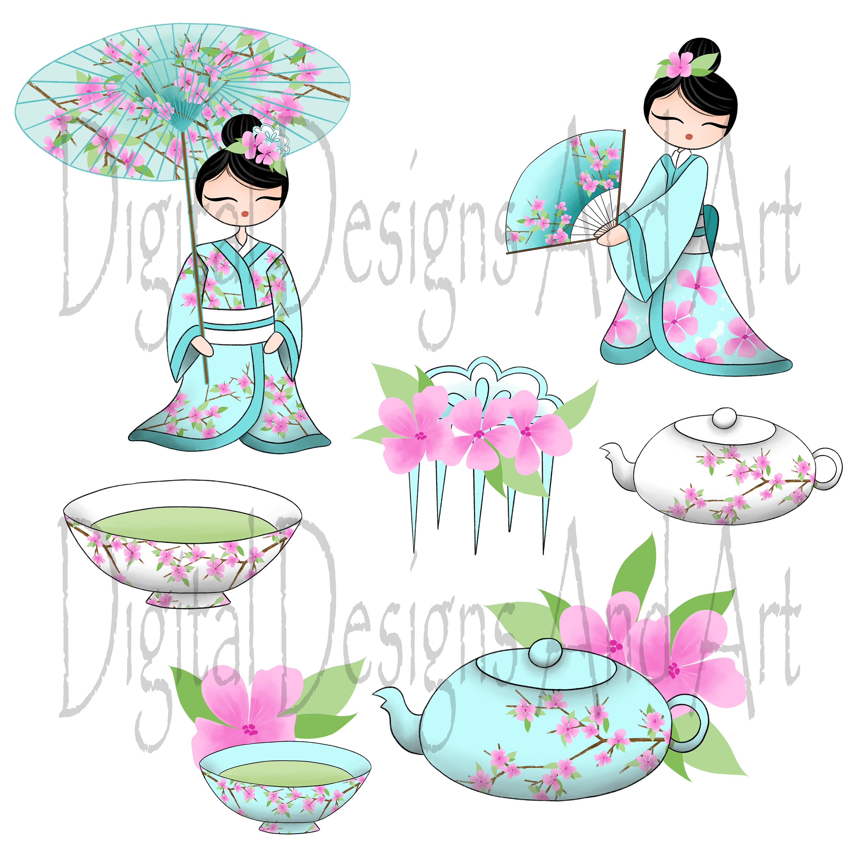 Asia girl clipart (102749) | Illustrations | Design Bundles