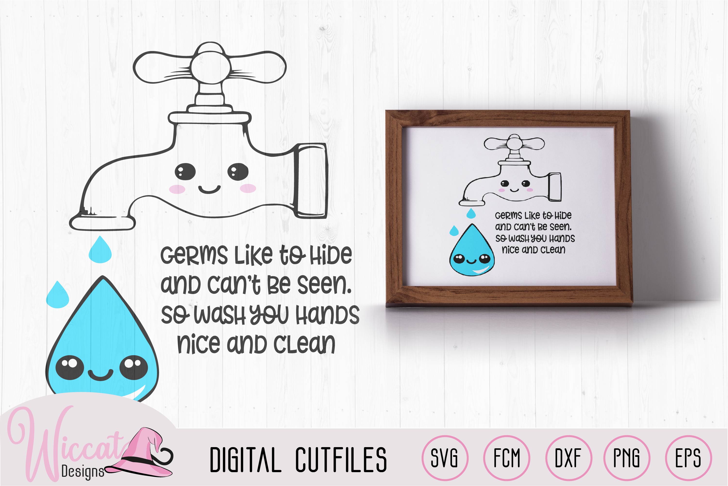 Kawaii water tap with hand washing rhyme, Cute hygiene rules