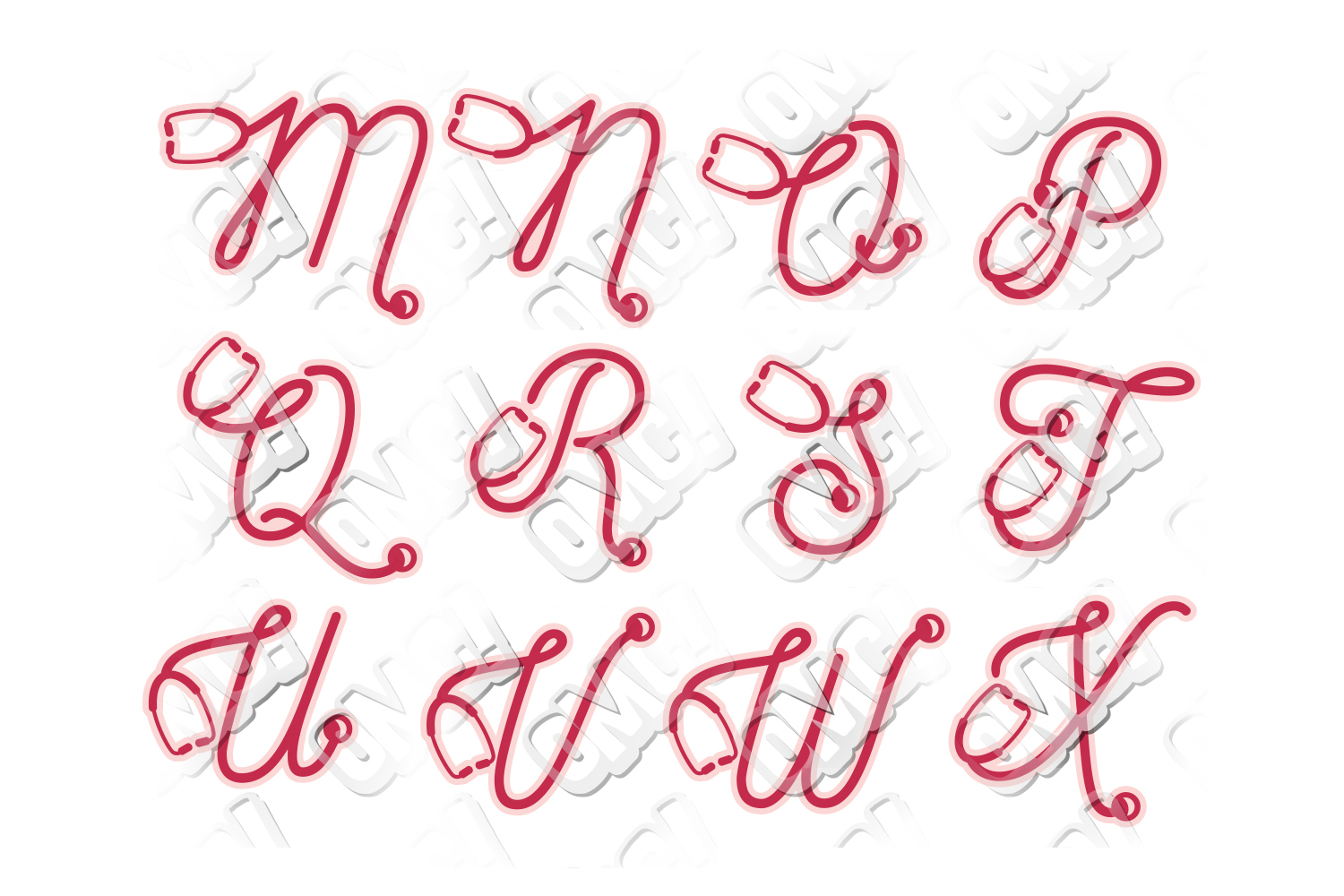 Nurse Stethoscope Alphabet Font SVG Bundle