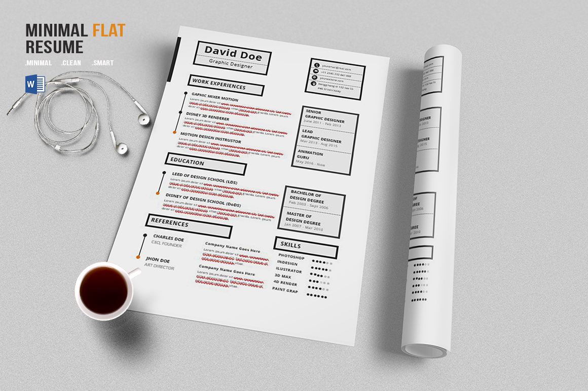 Minimal Flat Resume Template (47759) | Resume Templates | Design Bundles
