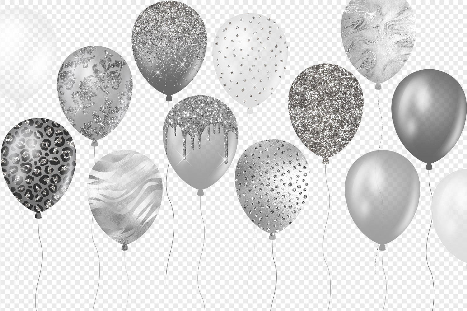 Blue Glitter Balloons Clipart