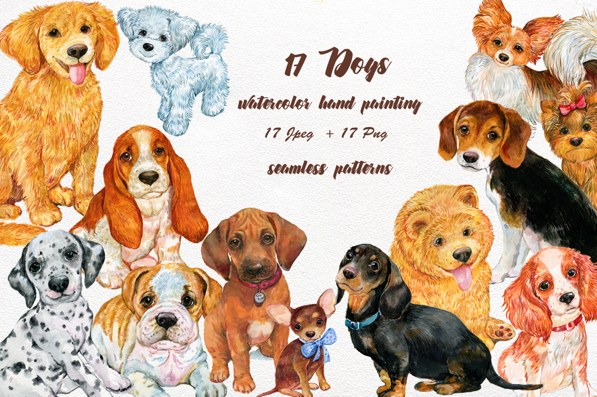 Dogs watercolor (31438) | Illustrations | Design Bundles