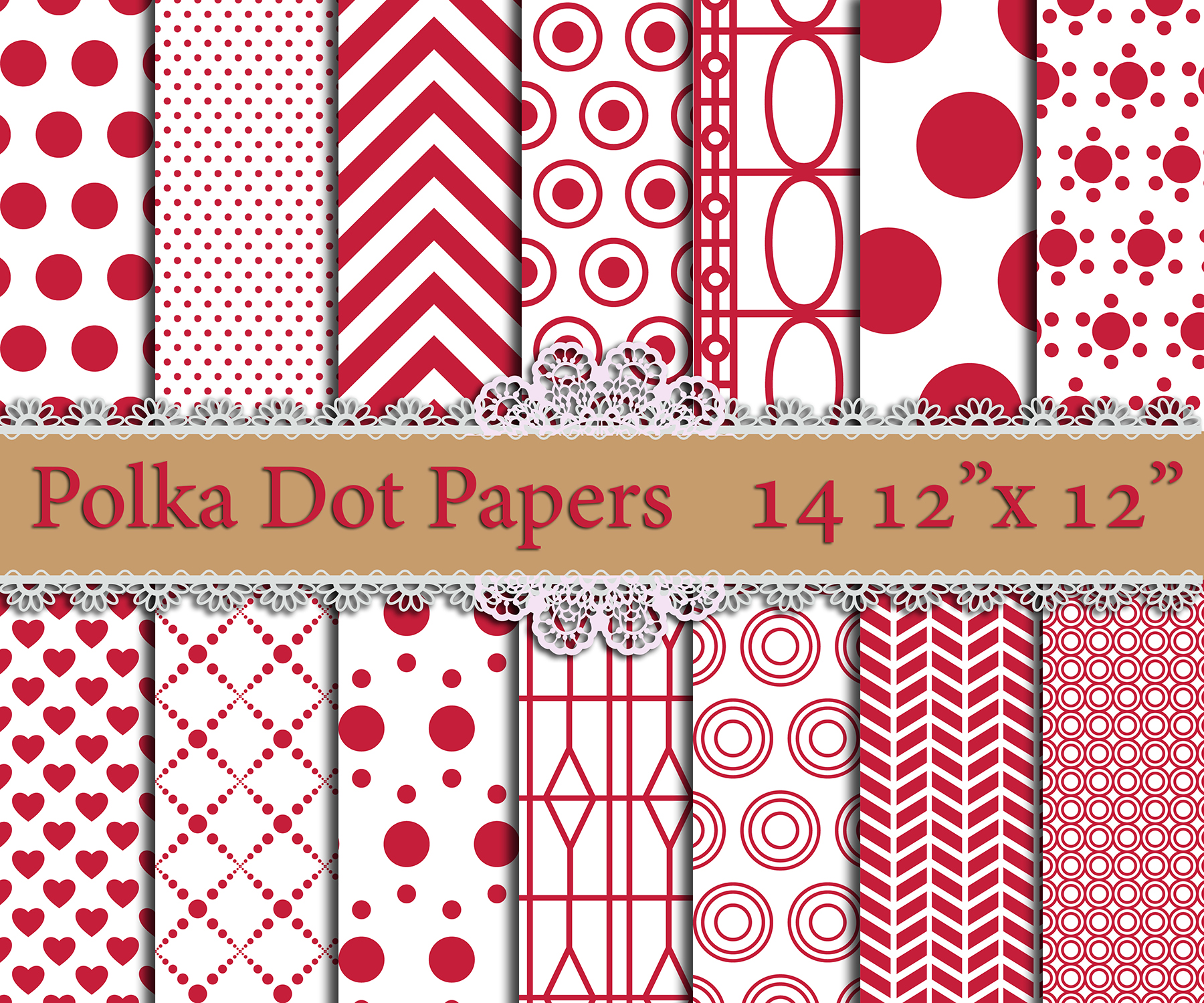 Red Polka Dot digital paper (30823) | Backgrounds | Design Bundles
