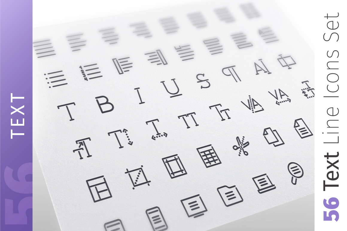 Text Line Icons Set