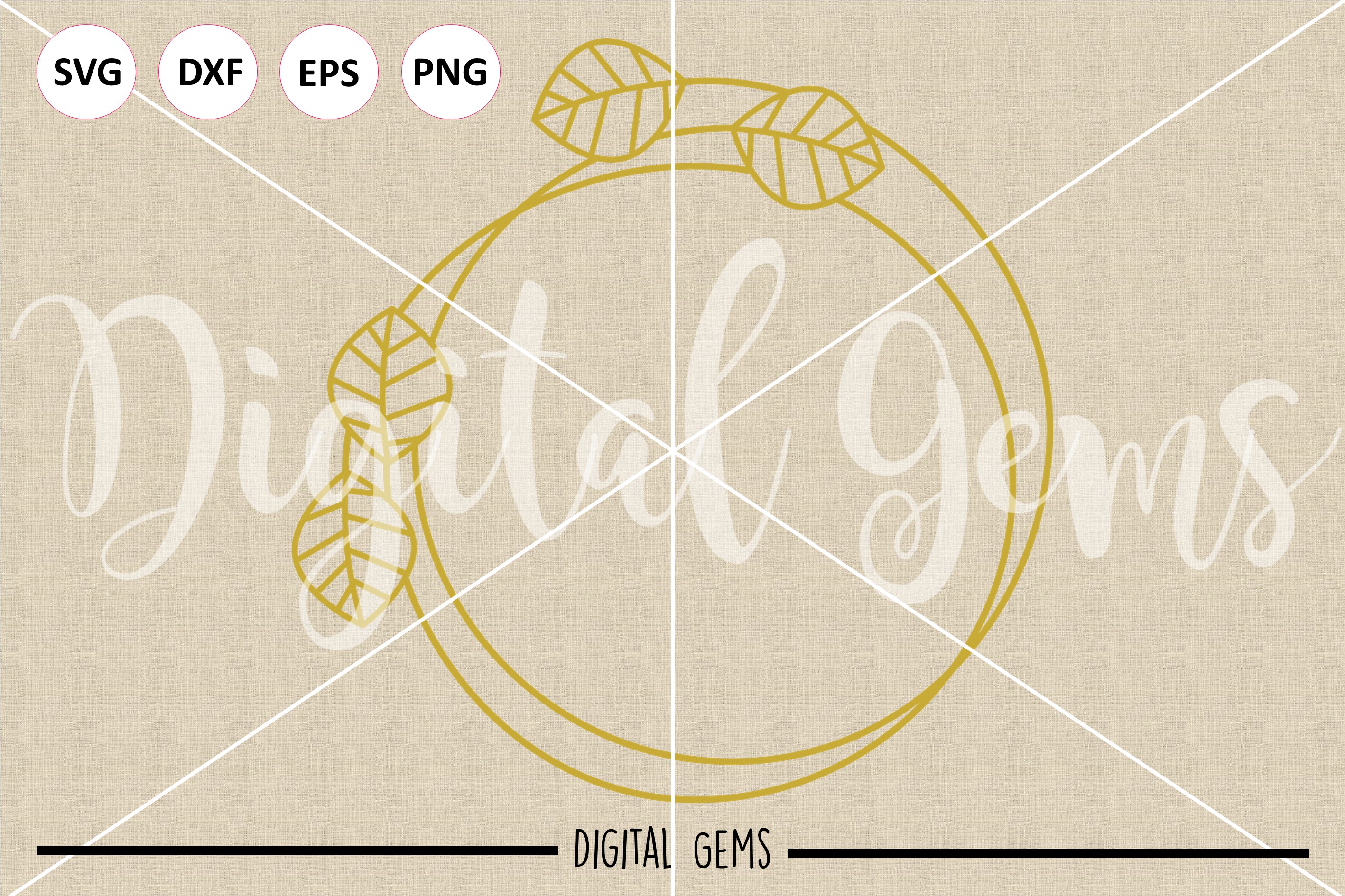 Leaf monogram frame SVG / DXF / EPS / PNG files