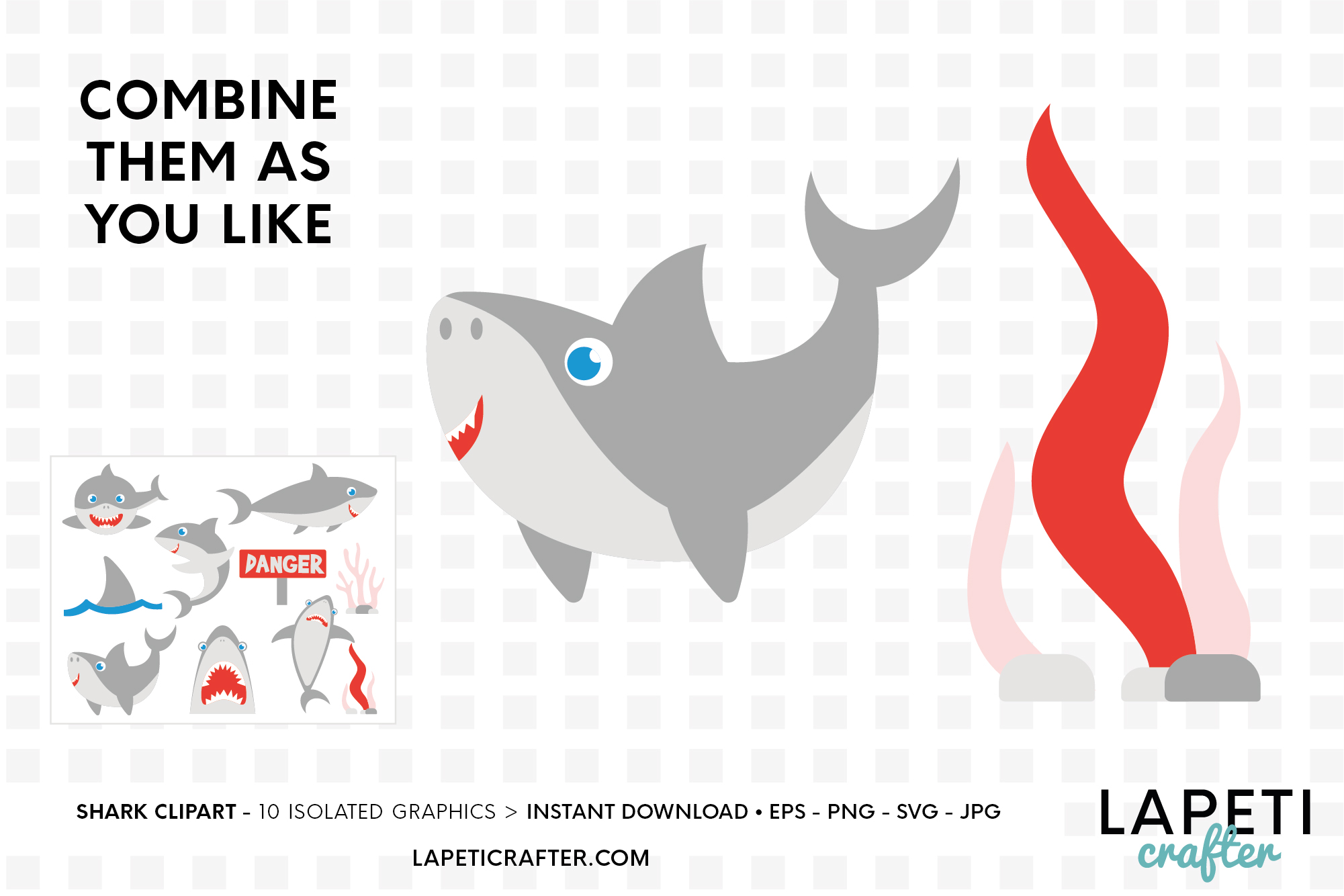 Shark illustration, 10 grey shark clipart svg, eps, jpg, png