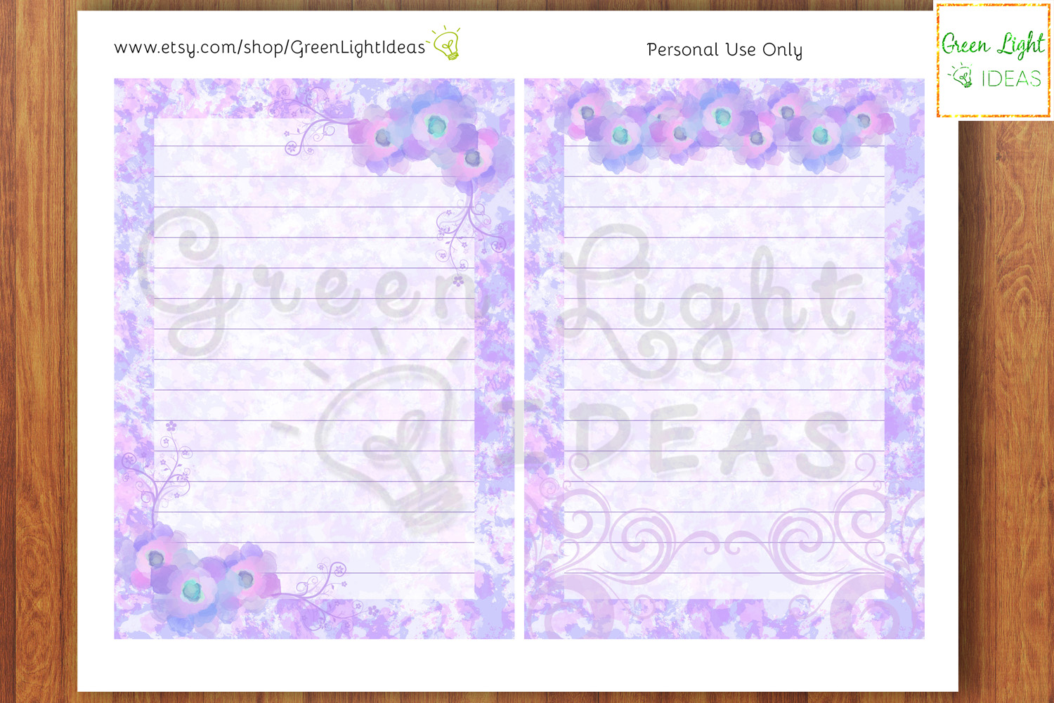 Watercolor Writing Papers, Watercolor Journal Pages