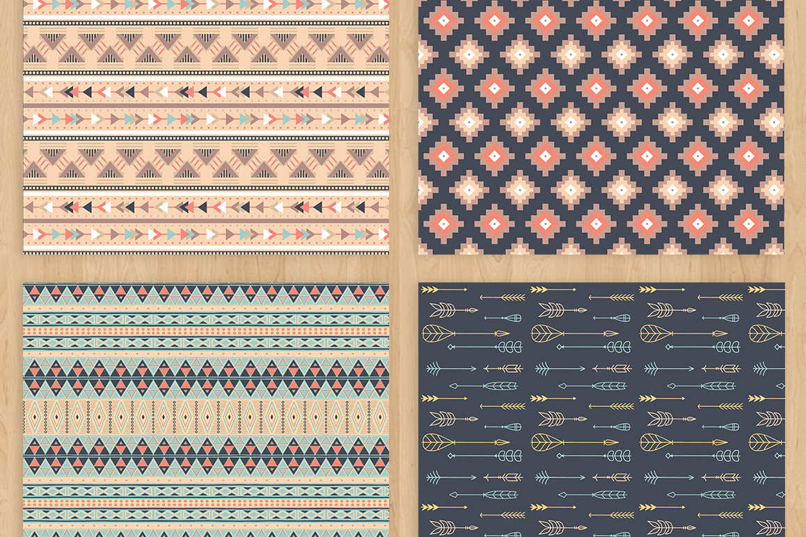 Tribal Digital Papers Aztec Digital Paper Set Ethnic pattern (374537 ...