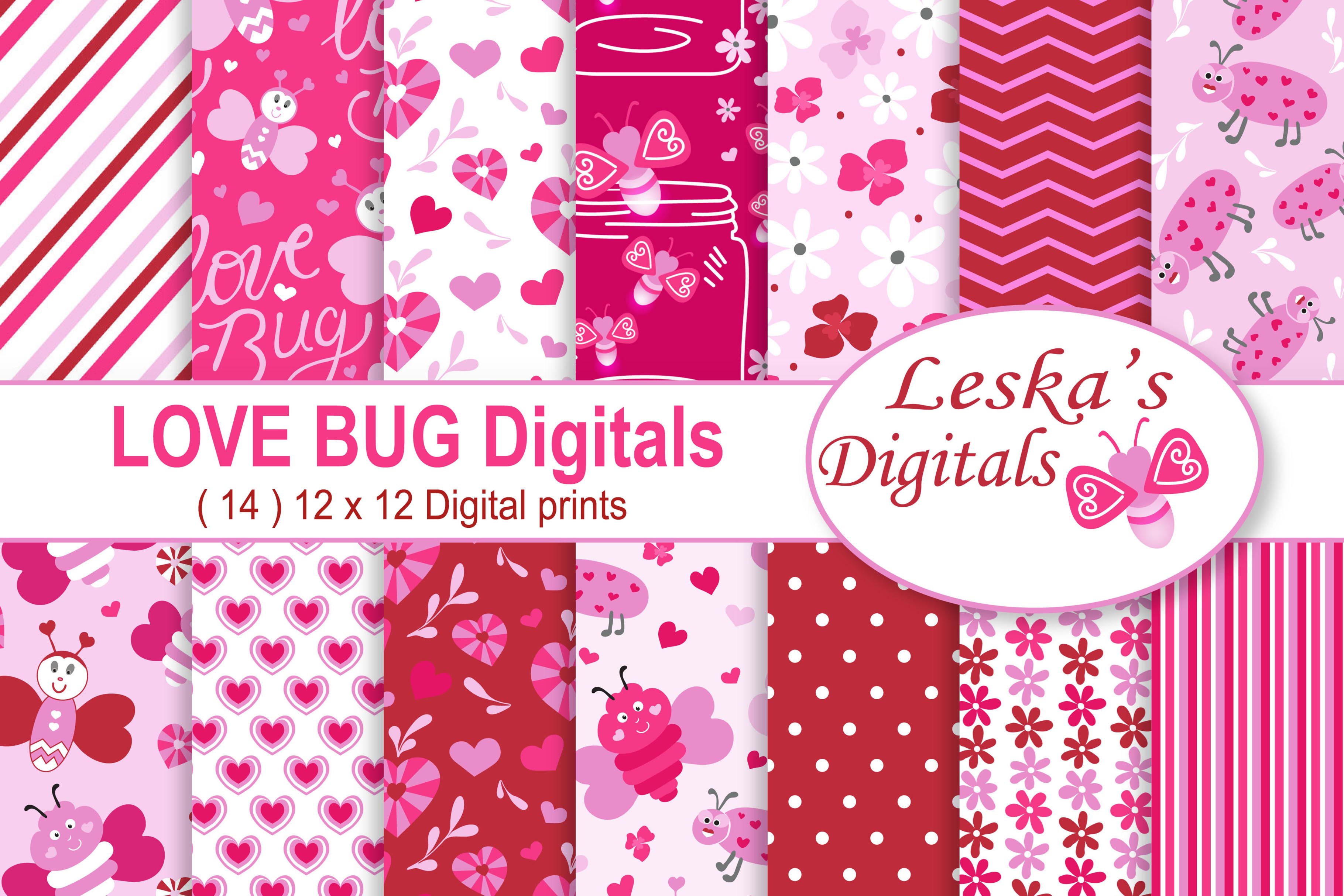 Cute Valentine's Digital Paper (55921) | Patterns | Design Bundles