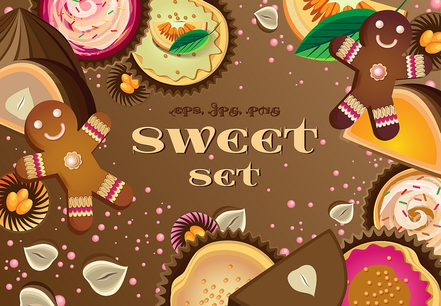 A set of sweet elements (24856) | Objects | Design Bundles