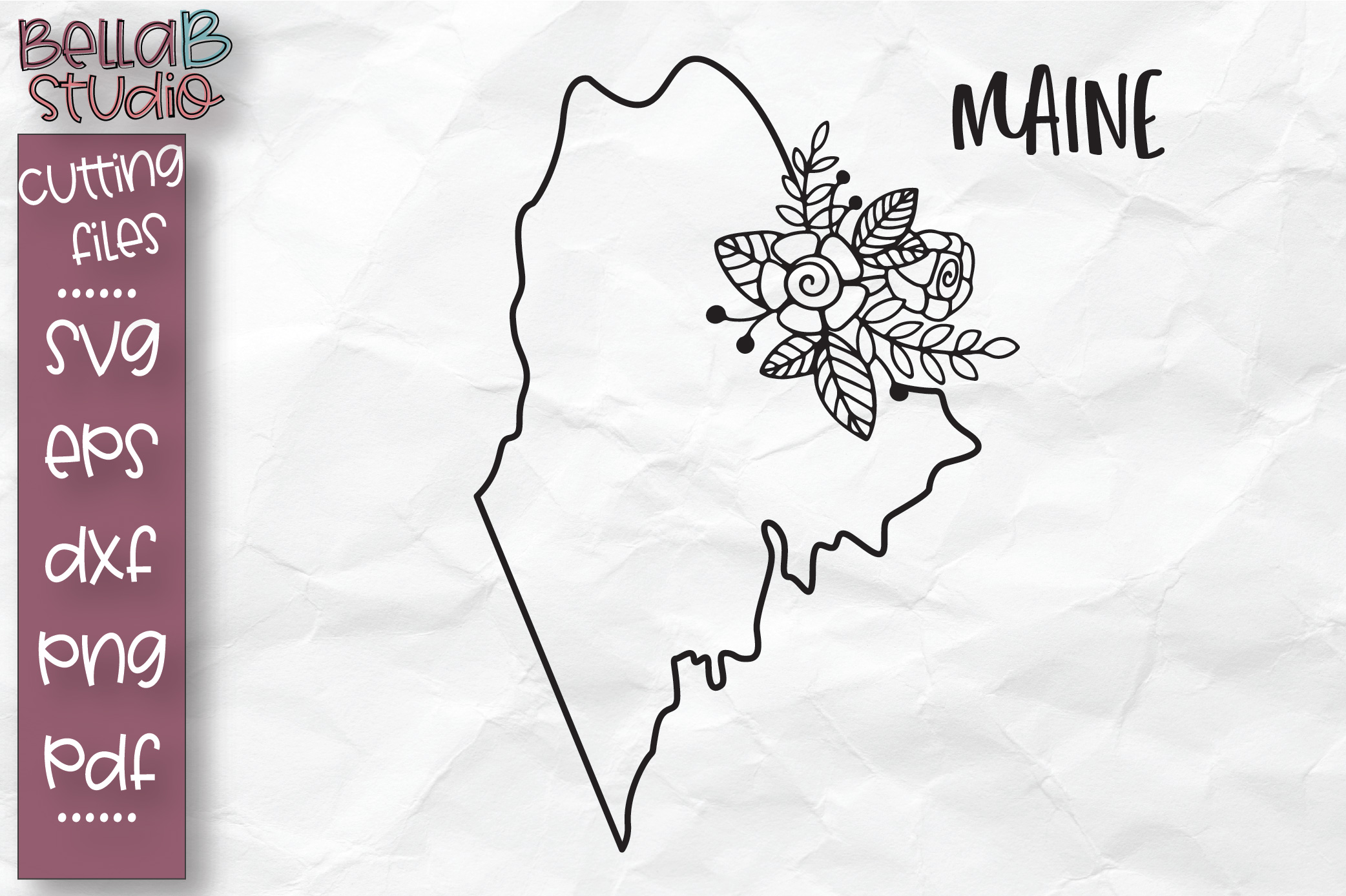 Maine State SVG, Maine Floral State Map SVG , Maine SVG File (304917 ...