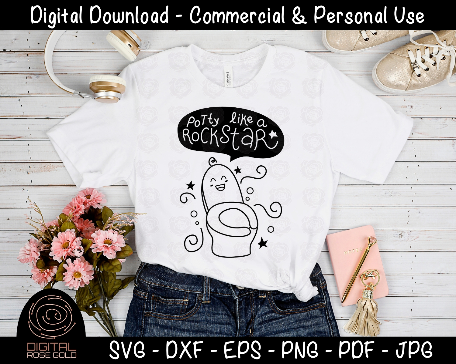 Potty Like A Rockstar- Kids Toddler SVG, Toilet Training SVG