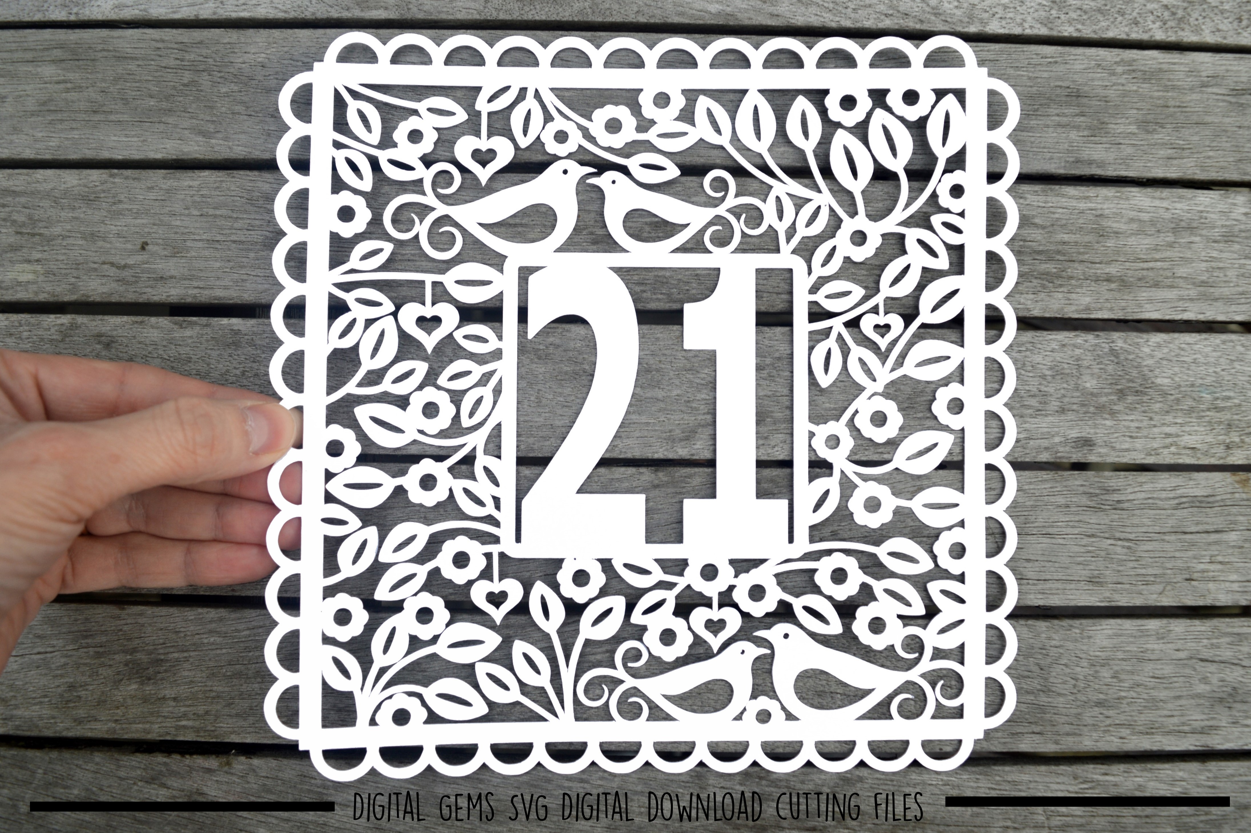 Number 21 paper cut SVG / DXF / EPS files