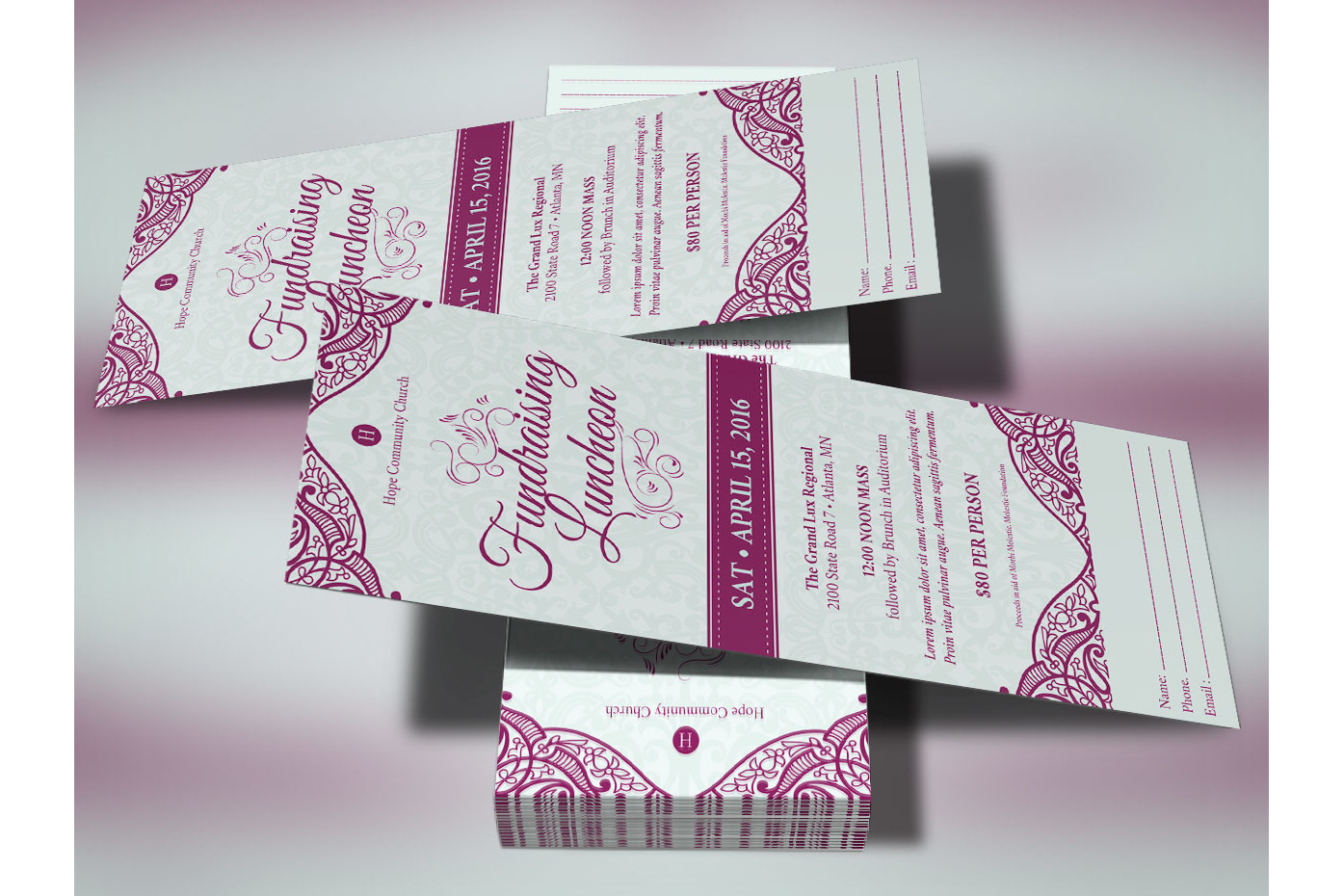 Fundraising Luncheon Ticket Template (4319) | Card Making | Design Bundles