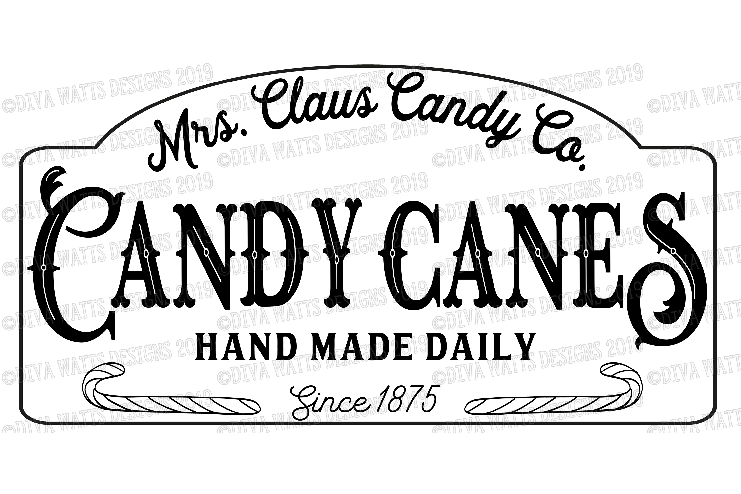 Mrs. Claus Candy Canes Hand Made Daily Christmas Cut File