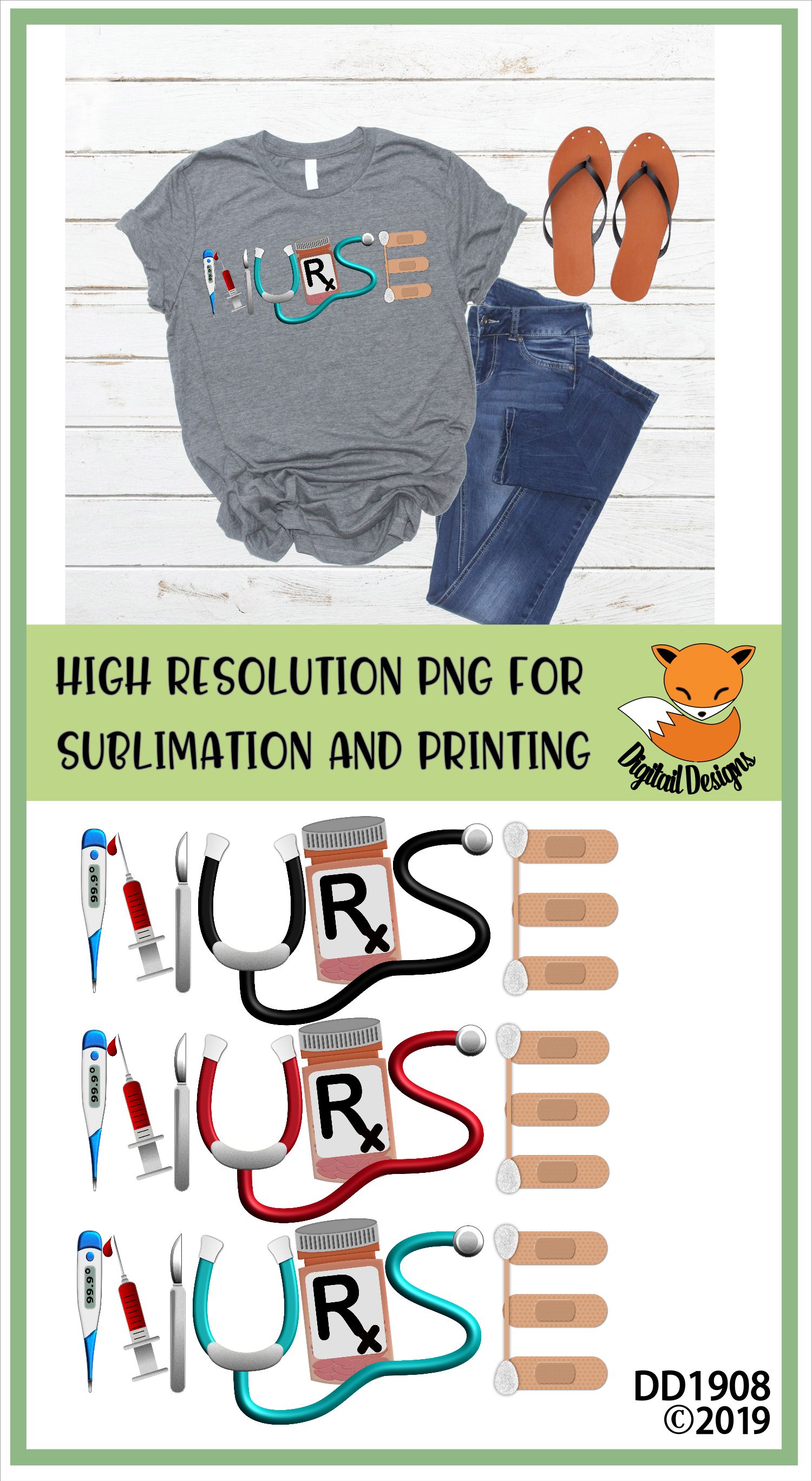 Nurse Word Art Sublimation