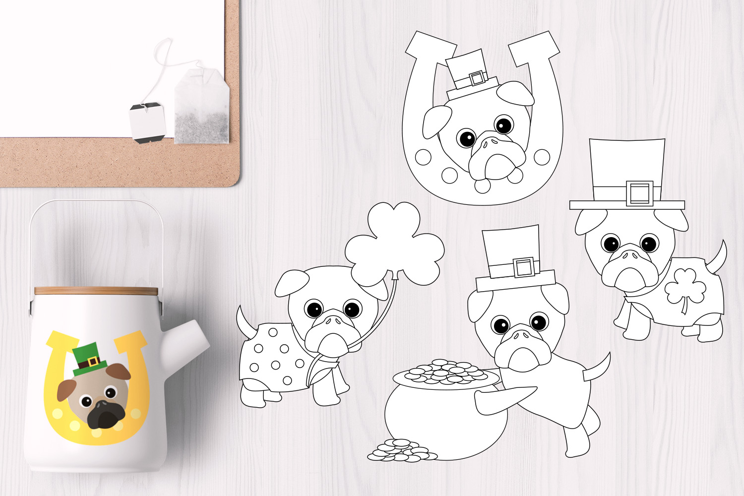 St Patrick's Day Irish Pugs Illustrations (168697) | Illustrations ...