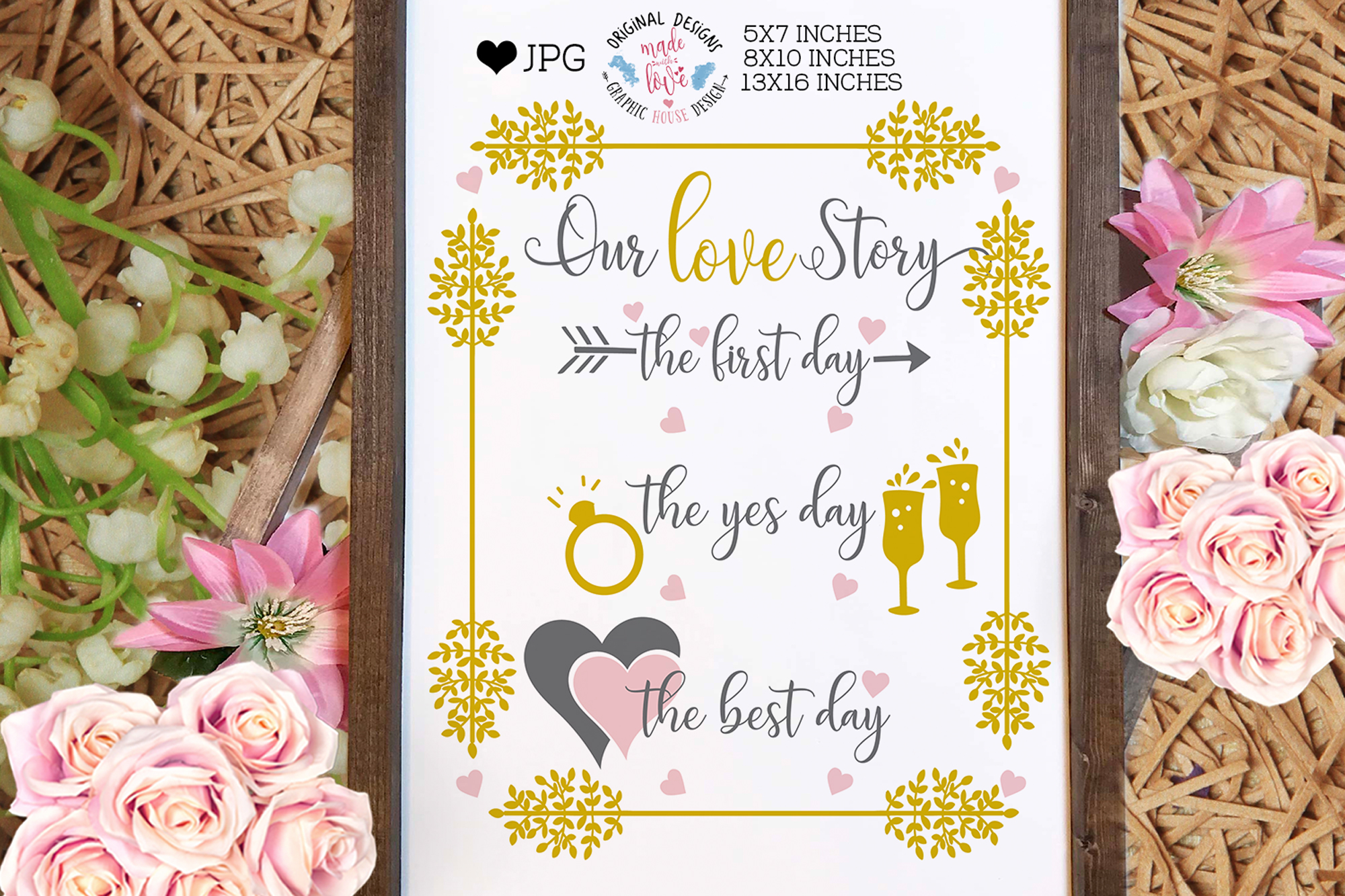Our Love Story Wedding Printable (277933) | SVGs | Design Bundles