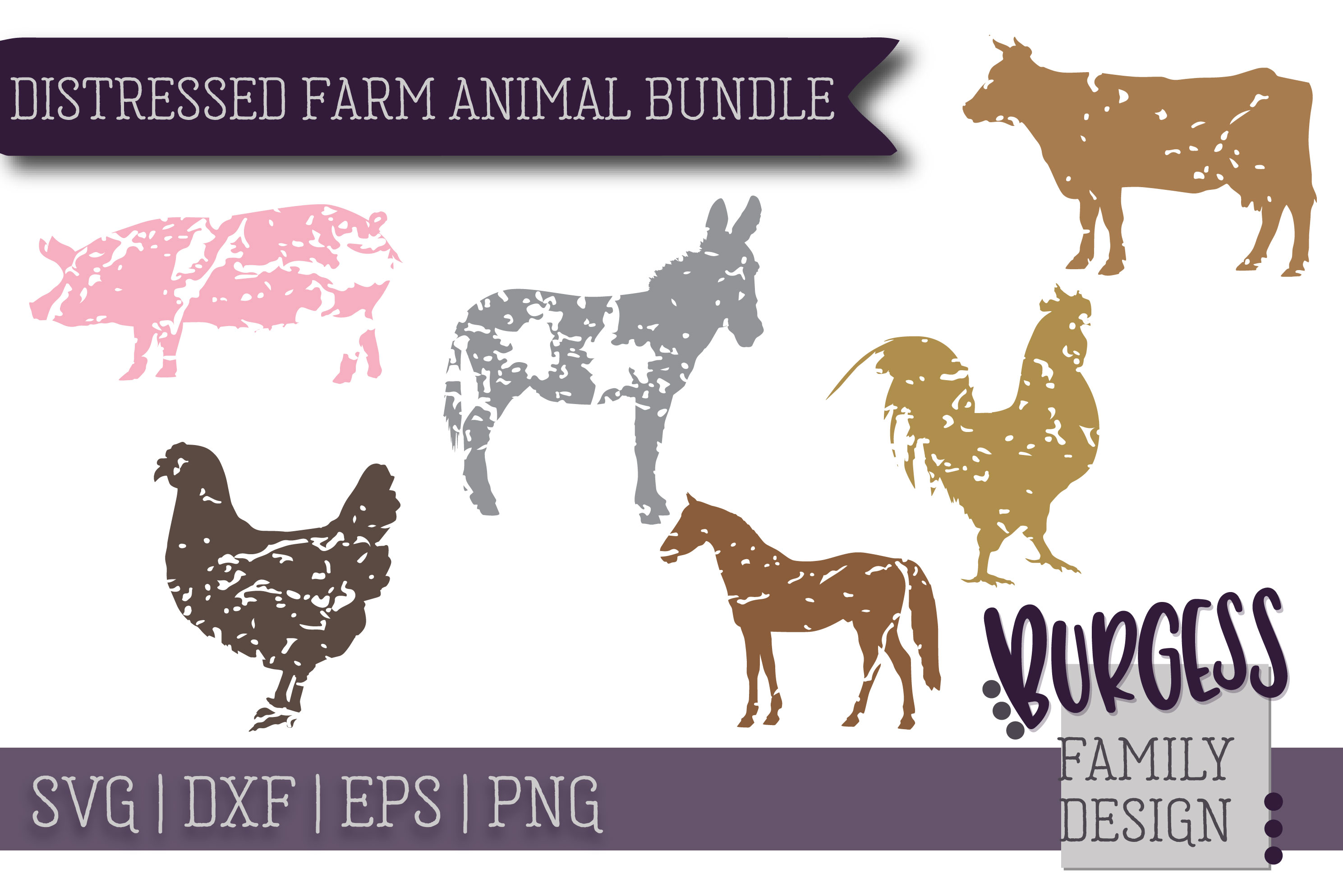 Distressed farm animal bundle | SVG DXF EPS PNG (181567) | SVGs ...