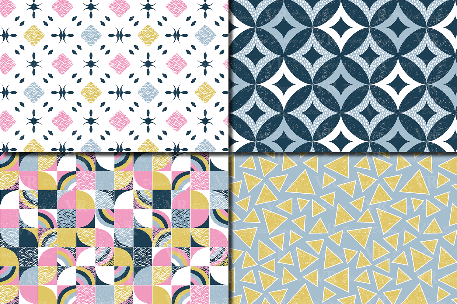 Seamless Modern Geometric Digital Paper / Geometric Patterns / Modern ...