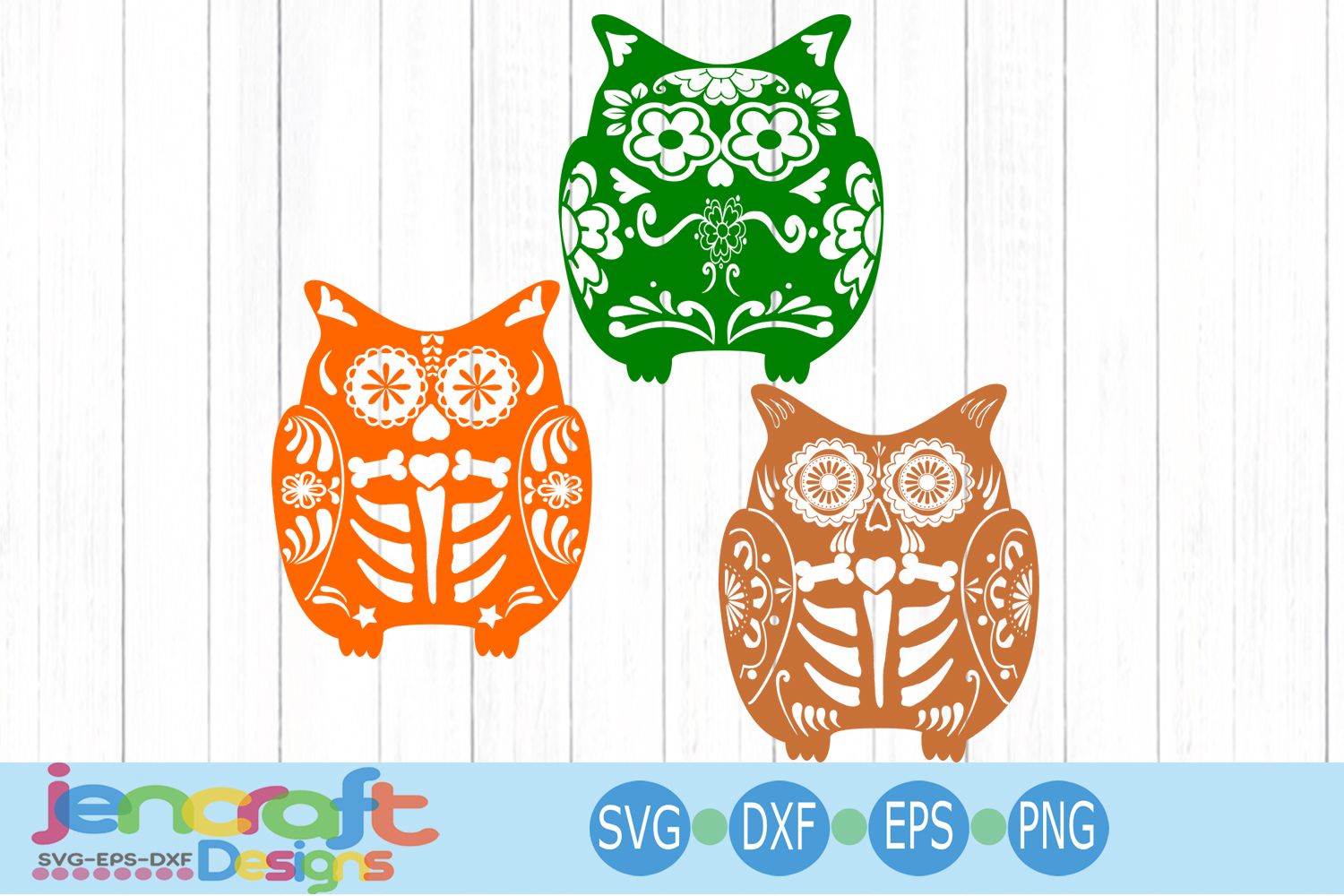 Sugar Skull Owl SVG Design Bundle SVG, EPS, DXF (199471) | SVGs ...