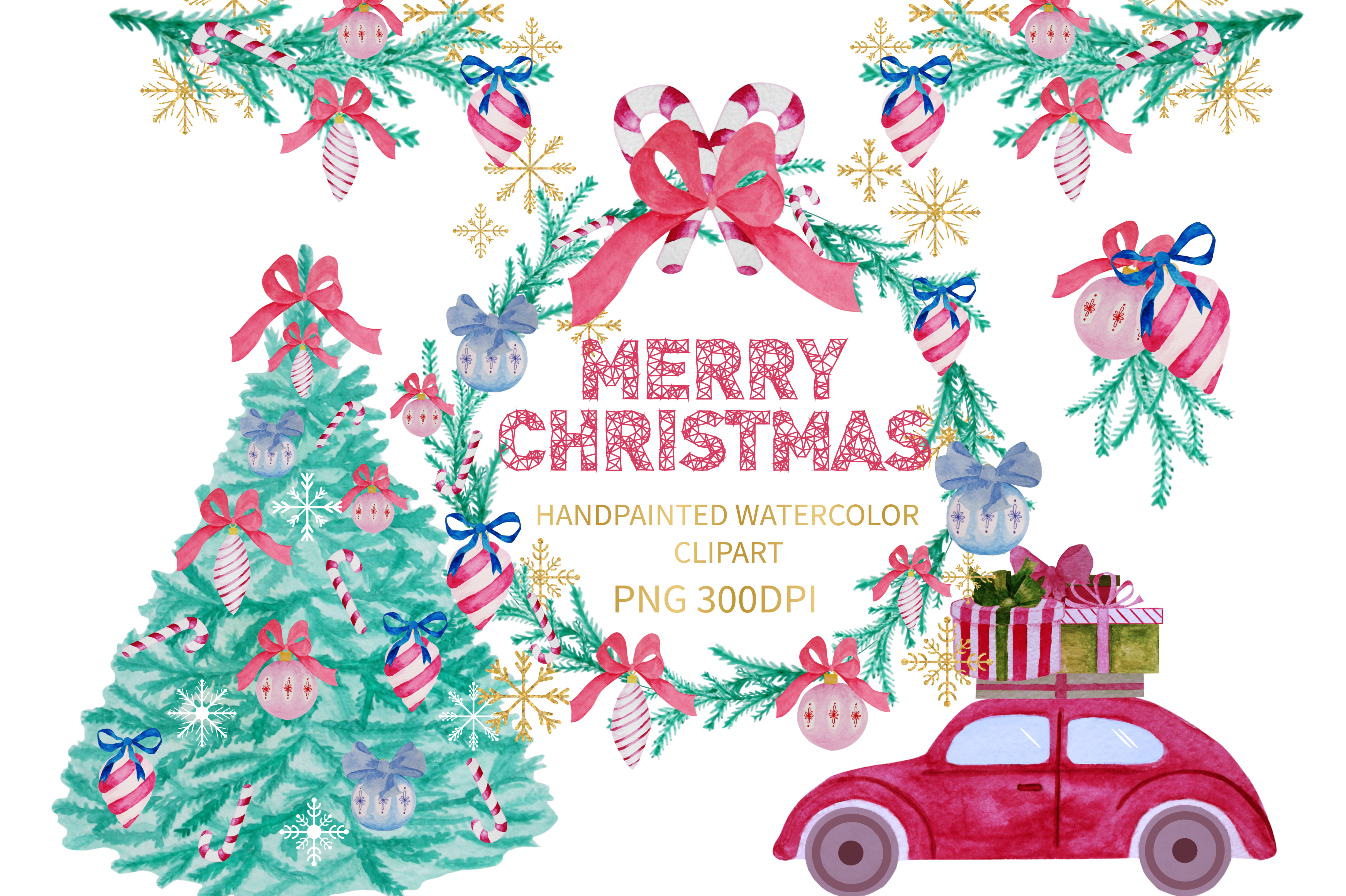 Christmas Watercolor Clipart Watercolor Xmas (34553) | Illustrations ...