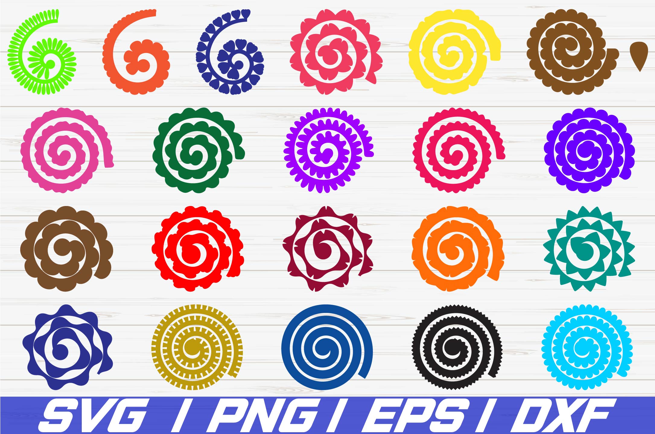21 Rolled Paper Flowers SVG Cut File Flowers Template