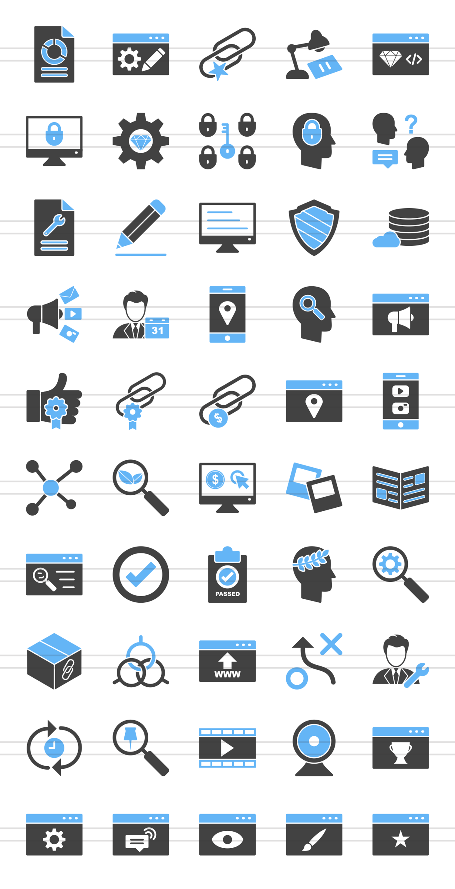 50 IT Services Filled Blue & Black Icons (184715) | Icons | Design Bundles