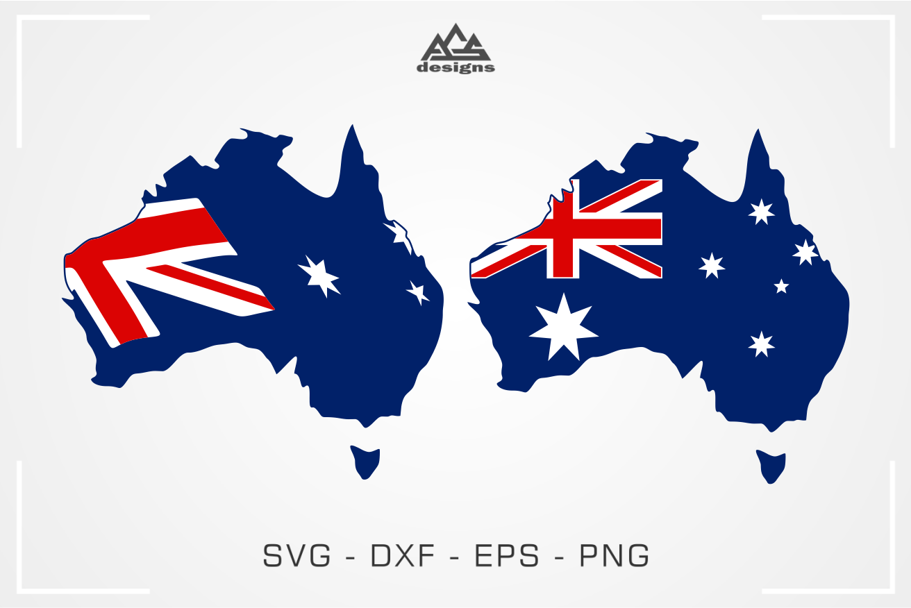 Australia Flag Map Svg Design (373295) | Cut Files | Design Bundles