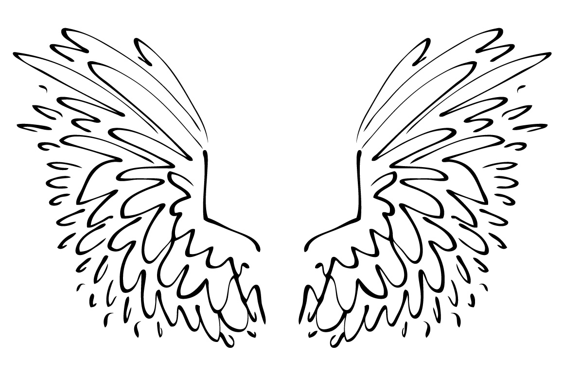 Cartoon wings. Hand drawn illustration. (116284) | Illustrations ...