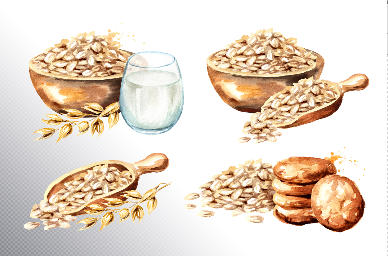 Oatmeal. Watercolor collection (233233) | Illustrations | Design Bundles